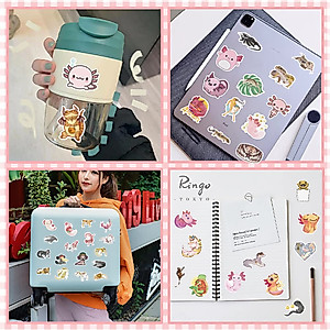 Cute Reptiles Stickers, 52Pcs Vinyl Waterproof Axolotl Stickers, Gifts for Kids, Women,Teens Classmate Colleagues,Adults