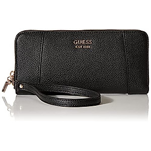 GUESS womens Naya Large Zip Around Wallet, Black, One Size US
