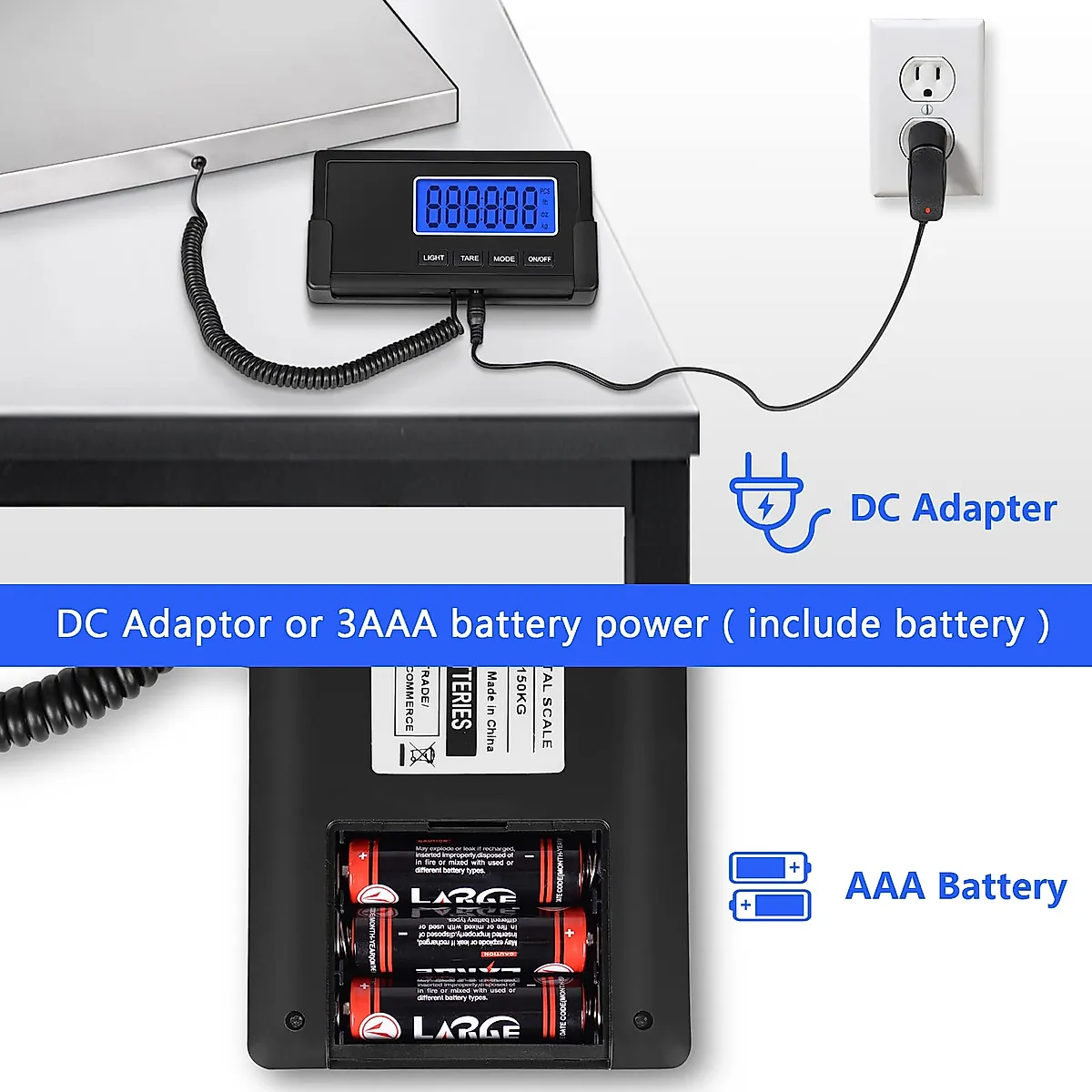Fuzion 330lbs/5 oz Digital Shipping Scale for Packages, Heavy Duty Weight Scale, Stainless Steel Large Platform