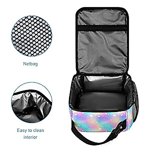 Mrokouay Custom School Backpack with Lunch Bag Pencil Case Unicorn Galaxy Flower Personalized 3 in 1 Bookbags Set Customization Backpack for Girls Boys