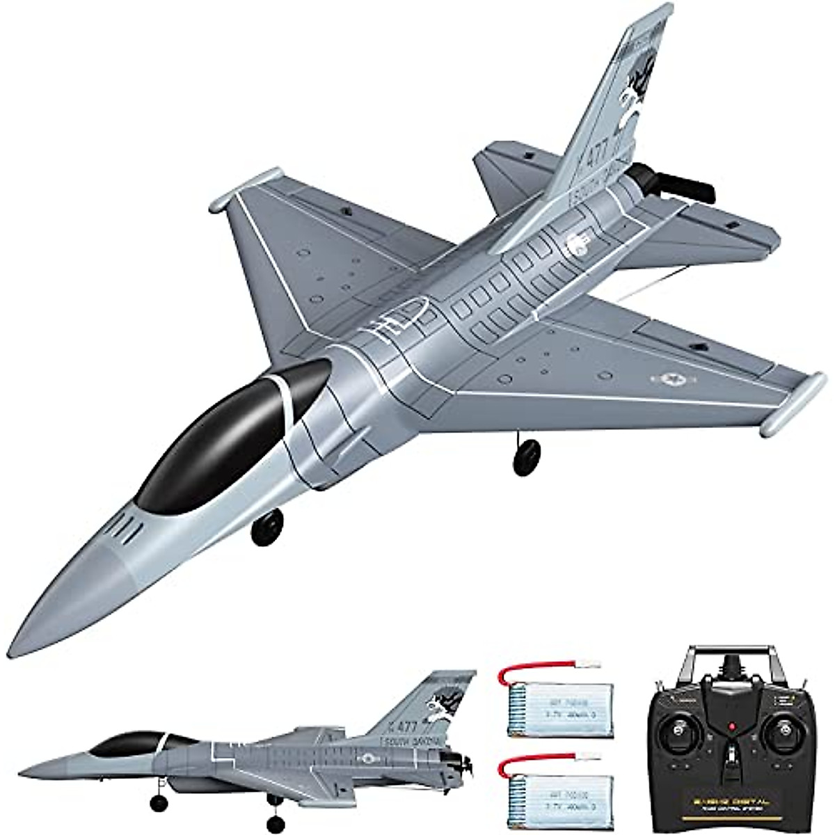 VOLANTEXRC 4CH RC Plane 2.4GHz RC Jet F-16 Fighting Falcon RC Airplane Fighter Ready to Fly with Xpilot Stabilizer System, One Key Aerobatic Perfect for Adults (761-10)