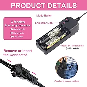 AnNido Halloween Purge Mask, LED Light Up Scary Masquerade Cosplay Mask for Men Women Kids Costume Festival Parties Gifts (Fox-Pink)