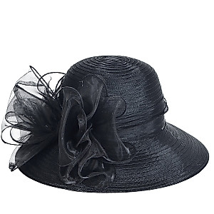 Ascot Kentucky Church Derby Bowler Cloche Hat Bowknot Organza Bridal Dress Cap S051 (1 Black)