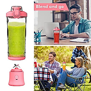 Portable Blender, Cordless Personal Blender for Shakes and Smoothies USB Rechargeable, 20 Oz Mini Fruit Juice Blender Mixer with 6 Blades for Kitchen/Home/Travel