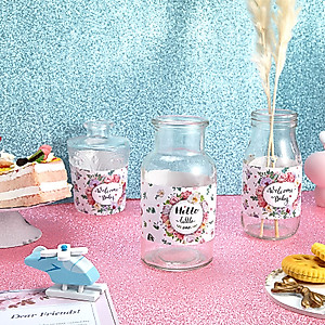 Chinco 48 Pieces Waterproof Baby Shower Water Bottle Labels Pink Water Bottle Wrappers Floral Bottle Labels Unisex Water Bottle Sticker Labels Shower Decorations for Baby Birthday Party, 4 Styles