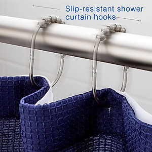 2LB Depot Wide Shower Curtain Rings/Hooks Set, Decorative Brushed Satin Nickel Finish, Easy Glide Rollers,100% Rustproof Stainless Steel, Set of 12 Rings for Shower Rods. Rust Proof Shower Hooks Rings