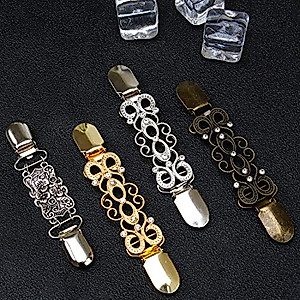 Ruisita 4 Pieces Retro Cardigan Clip Sweater Collar Clip Shawl Clips Dresses Shawl Clip for Women Girls (Color 1)