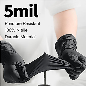 Supmedic Black Nitrile Exam Glove, 5 mil Powder-Free Latex-Free Disposable Medical Gloves, Case of 1000 Pcs (S/M/L/XL) (X-Large)