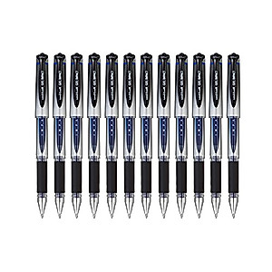 uni-ball 219006000 UM-153S Signo Impact Gel Pens with Rubber Grip, Blue Gel, 1mm Nib (Pack of 12)
