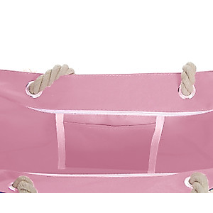 Leisureland Large Beach Tote Bag, Top Zipper Boat Bag (Flamingo)