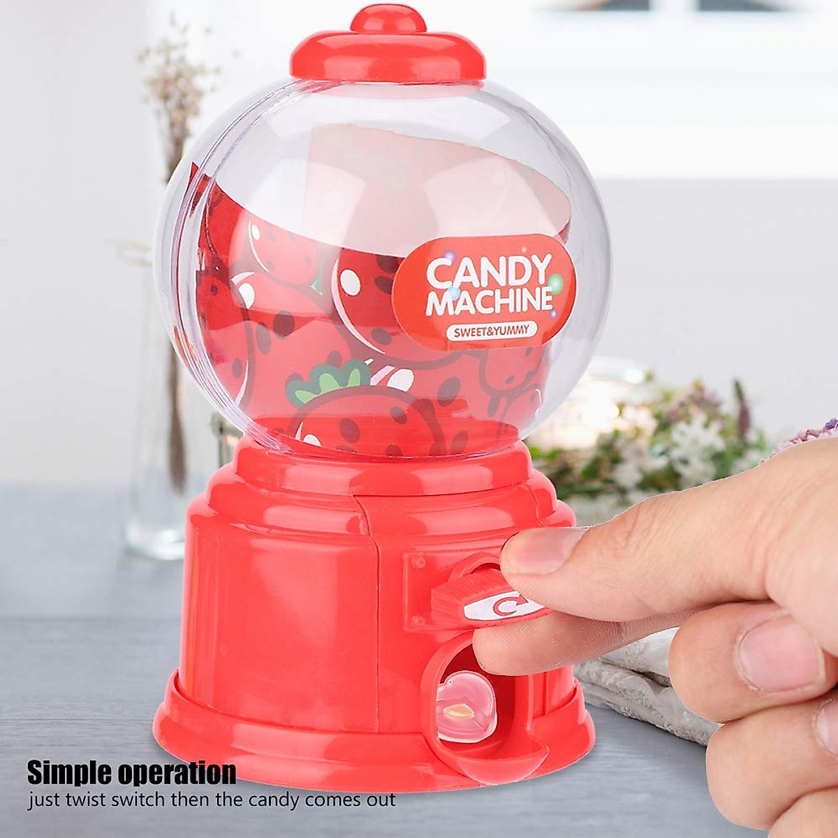 Alomejor Candy Machine Small Portable Candy Dispenser Mini ABS Machine Candy Twisting Machine Money Bank (Red)