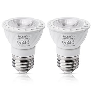 DiCUNO PAR16 LED Bulb 5W, 50W Halogen Equivalent, 3000K Warm White High CRI 98, 100-240V E26 Base Light Bulb 400 Lumens Non-Dimmable Spotlight, 60 Degree Beam Angle, 2 Packs