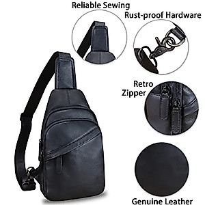 LRTO Genuine Leather Sling Bag Crossbody Purse Handmade Hiking Daypack Motorcycle Chest Bag Cycling Shoulder Backpack