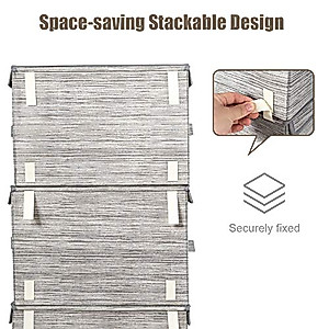 Giantex Storage Bins Set of 4 Stackable Cubes Fabric Baskets w/Lid, Side Handles, Magnetic Linen Container Boxes for Toys, Clothes, Files Foldable Closet Organize Bags 15”x14”x10” (Gray)