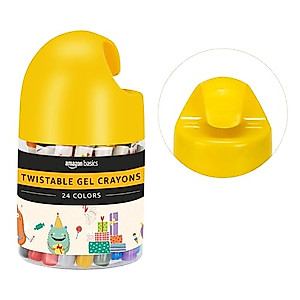 Amazon Basics Twistable Pack of 24 Gel Crayons, Washable, 24 Colors