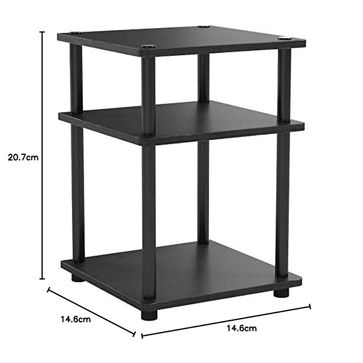 Furinno Turn-N-Tube Easy Assembly Multipurpose End Table / Side Table / Sofa Table / Nightstand, Round Tubes, Blackwood