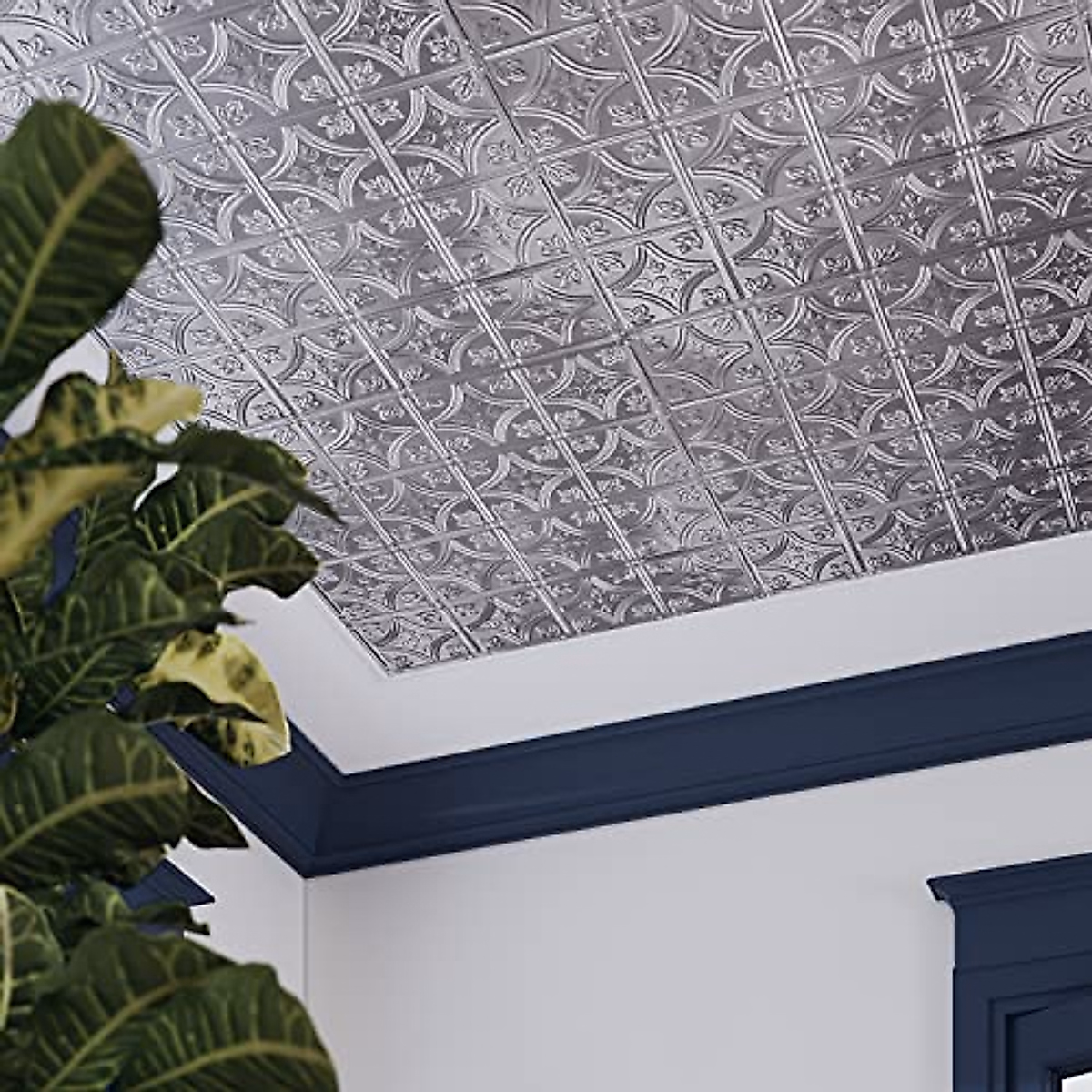 American Tin Ceilings [5 Pack Kit] 24" x 24" 100% Tin Nail-Up Ceiling Tiles | Pattern #3 Raw Unfinished Small Victorian Design with Floral Arching Diamonds for Ceilings & Kitchens | Kit-n-p03-raw