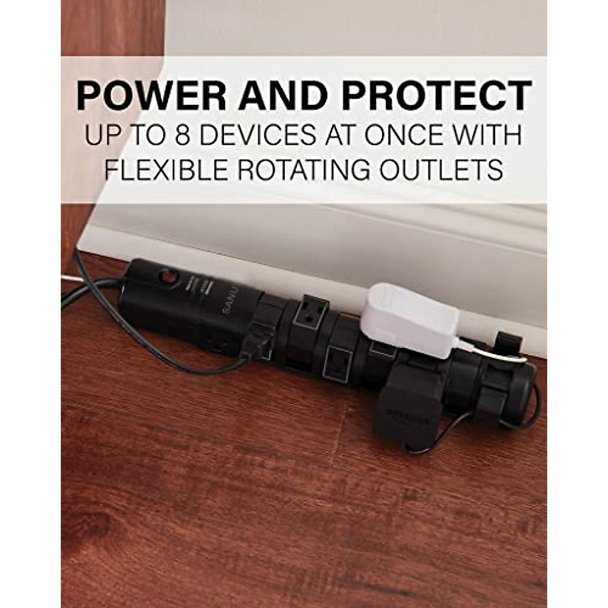 SANUS Surge Protected Power Strip with 6 Rotating and 2 Fixed outlets