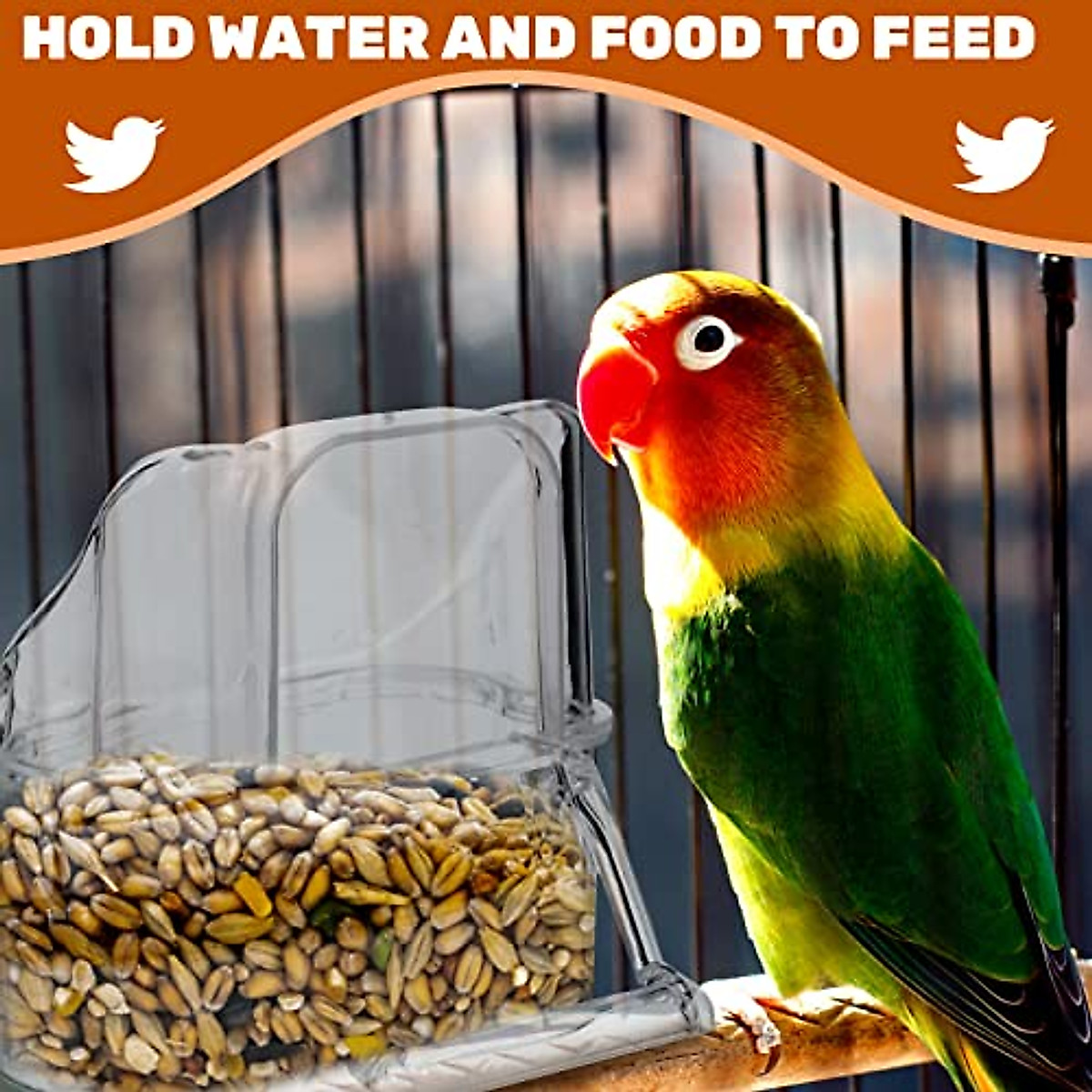 Ipetboom No Automatic Bird Feeders Cockatiel Food Dispenser Bowls Container Parrot Dishes Parakeet Cage Accessories Bird Feeder for Canary Finch Conure Lovebirds Cage Supplies 2pcs