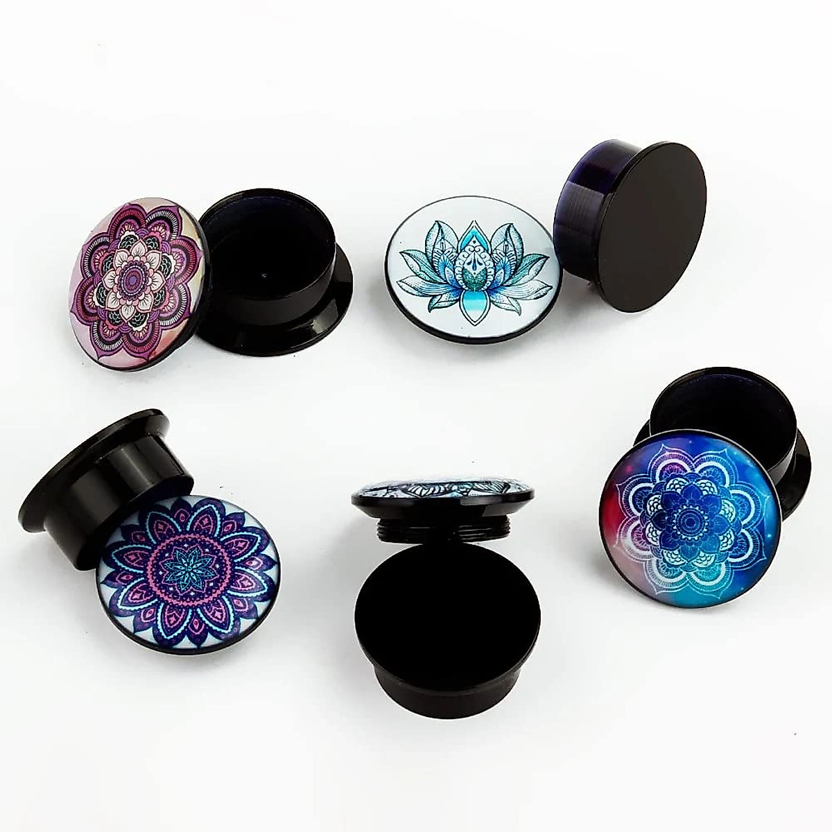 KUBOOZ(5 Pairs Lotus Acrylic Ear Plugs Tunnels Gauges Stretcher Piercings
