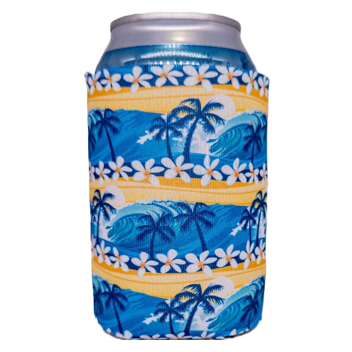 Waves Tropical Beach Pattern Collapsible Can Coolie