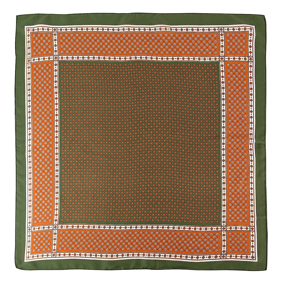 GERINLY Cowboy Neckerchief for Men 27 Inch Silk Neck Bandana Retro Rock Head Scarf for Music Festival Ascot (Armygreen)