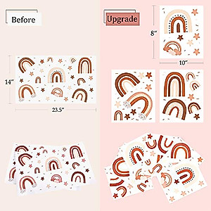 DrCor Boho Rainbow Wall Decal for Classroom Dorm Kids Room Nursery Rainbow Clouds Star Warm Earth Toned Wall Stickers Cute Home Decor，6 Sheets 10"x8"