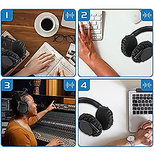 Geekria 100 Pairs Individually Wrapped Disposable Earphone Covers, Stretchable Sanitary Ear Pads Covers, Hygienic Ear Cushion Protector for Medium-Sized Earpiece Bulk Pack (Size M, Black)