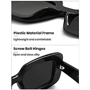 Veda Tinda Vision Rectangle Sunglasses Black Trendy Retro 90s Square Vintage y2k Sunglasses for Women Polarized Men Sunglasses UV Blocking Skin C01S01