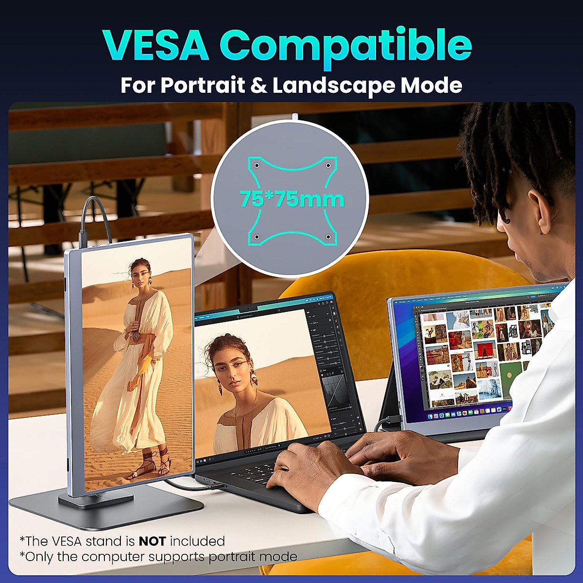 Upperizon Portable Monitor 15.6 Inch 1080P FHD HDR IPS Travel Screen HDMI USB-C Portable Monitor for Laptop MacBook PC Surface Xbox PS4/5 with Cover, VESA Compatible