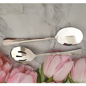 Stainless Steel Serving Spoons, Silver Large Slotted Spoons, 8.6 inch Catering Serving Utensils for Cooking Dinner Restaurant Serving Spoons (2 Pack)