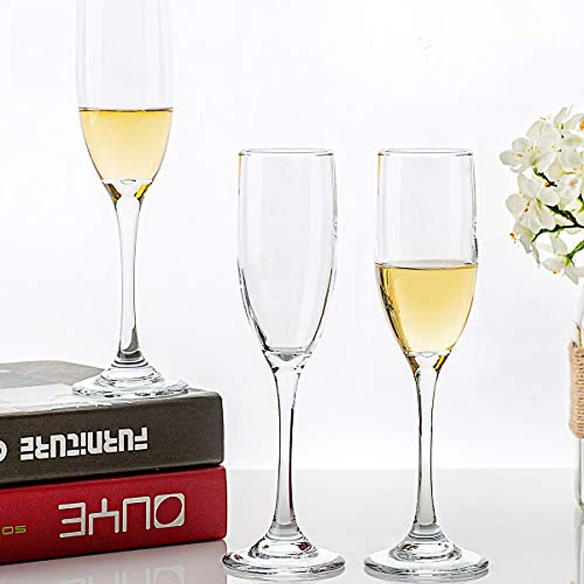 Classic Champagne Flutes, Set of 12, 6 Oz Premium Stemmed Champagne Glasses, Sparkling Wine Glass, Crystal Clear