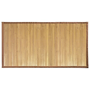 iDesign Formbu Bamboo Mat Rug Runner for Bathroom, Kitchen, Entryway, Hallway, Office, Mudroom, 34" x 21", Natural Wood