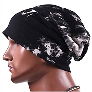 MIUXIU Mens Slouchy Beanie Hat Thin Baggy Summer Skull Cap Knit Hat (Black)