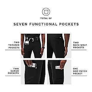 FIGS Axim Cargo Scrub Pants for Men – Black, L