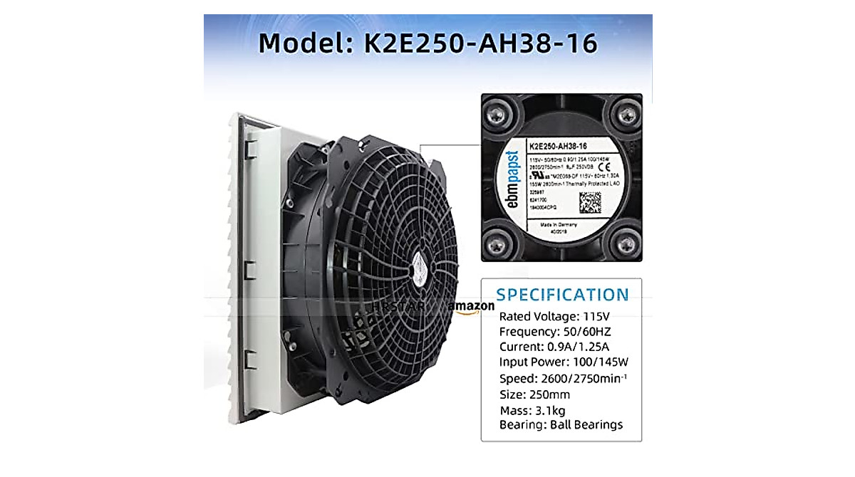 ebmpapst K2E250-AH38-16 115V Cabinet Fan | Reliable Cooling Solution