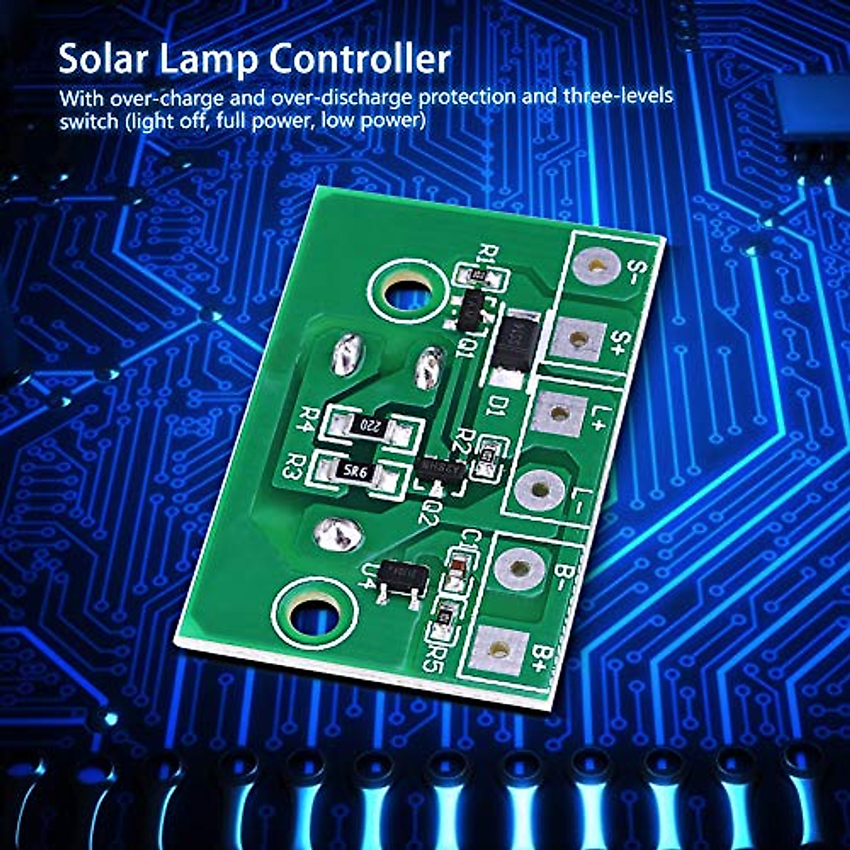 Solar Controller,Solar Lamp Controller, Solar Power Charging Module 3.7V Lithium Battery Control Circuit Board Auto with ON/Off Light LED Control Switch DIY for Garden Lawn Lamp Light