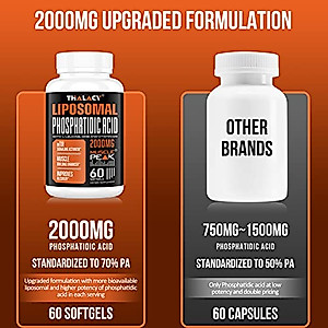 Thalacy 2000mg Liposomal Phosphatidic Acid Muscle Builder (PA), High Absorption Muscle Building Supplements for Men & Women | Muscle Gainer, mTOR Protein Synthesis & Lean Muscle, Strength, 10 Pack