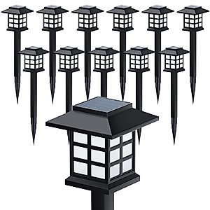 Beassla Solar Garden Outdoor Lights 12 Pack, 12 Hrs Long-Lasting Waterproof Pathway Lights Solar Powered Auto On/Off, Decorative for Landscape Walkway Driveway Patio Yard & Lawn