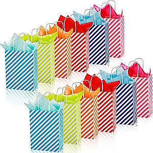 ZEAYEA 60 Pack Gift Bags with Tissue, 9" Party Favor Bags with handles, 6 Color Paper Gift Bag Assortment, Goodie Bags for Birthday, Wedding, Halloween, Christmas, Valentines, Easter, Holidays