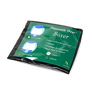 APPEARUS Disposable Men's Boxers 10 Ct Black Boxer Shorts - Individually Packed (L-LX)