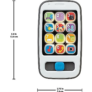 Fisher-Price Laugh & Learn Baby & Toddler Toy Smart Phone with Music Lights & Learning Songs for Ages 6+ Months, Gray