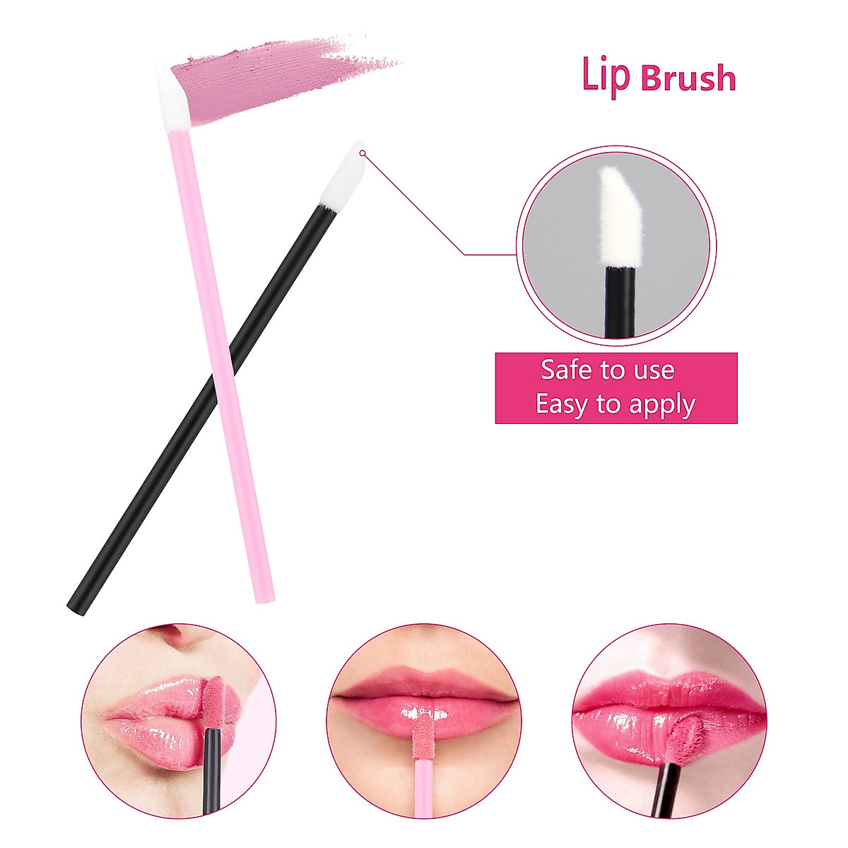 300PCS Disposable Makeup Applicators Tools Kit, Include 100 Disposable Lip Brushes Lip Wands 100 Mascara Brushes Wands Applicator 50 Eyeliner Brushes 50 Eyeshadow Brushes for Eyes and Lips Makeup