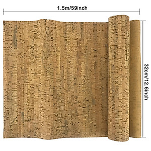Misscrafts Cork Textured Faux Leather Sheets PU Fabric by The Yard 12.5 x 59 Inches Embellished Craft Fabric for Ornament Sewing DIY Crafts (Light Brown)