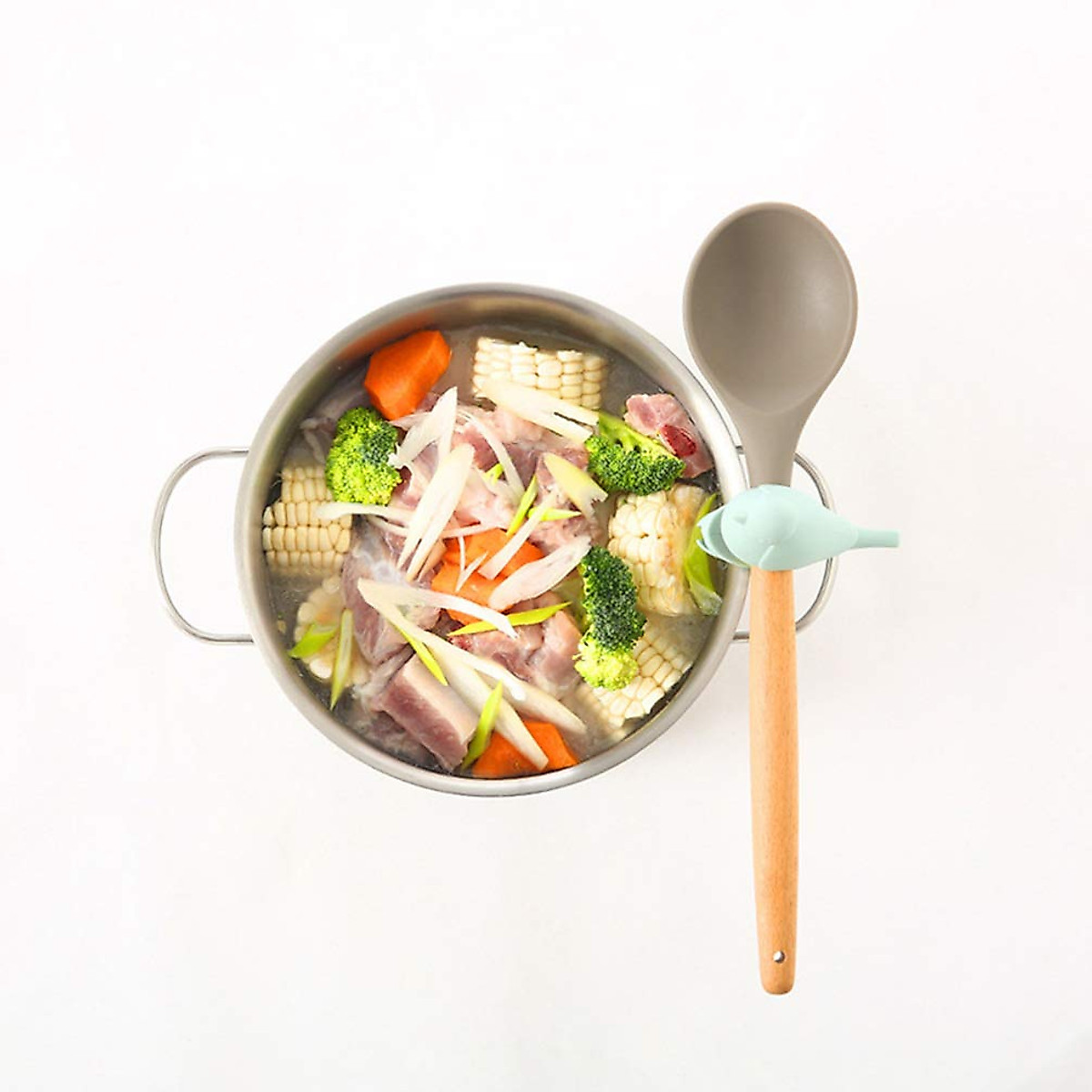 Hemoton Pot Lid Holder, Bird Shape Silicone Lid Lifters, Pot Lid Lifts, Spill-Proof Lid Lifters for Soup Pot, Lid Lifter for Pots and Pans Lid Stand Heat Resistant Holder, Kitchen Cooking Tools(Green)