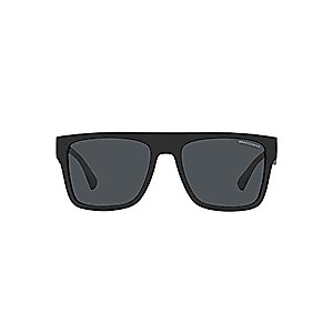 A|X ARMANI EXCHANGE Men's AX4113S Rectangular Sunglasses, Matte Black/Dark Grey, 55 mm