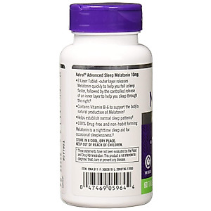Natrol Advanced Sleep Melatonin Tablets, Maximum Strength 10 mg 60 ea (Pack of 8)