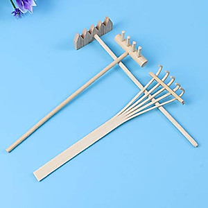 HEALLILY Mini Zen Garden Rake Bamboo Tool Set Rake Sand Rock Push Drawing Pen Desktop Decor Accessories 3Pcs