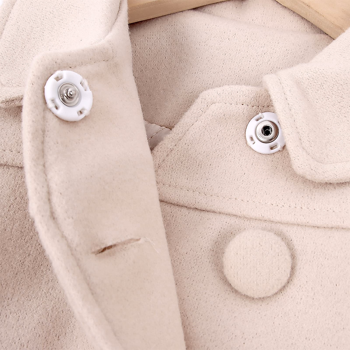 CM C&M WODRO Girls Dress Coat Kids Winter Warm Jacket Long Sleeve Button Trench Coat Pocket Long Peacoat Outerwear 2-7 Years (Beige, 6-7 Years)