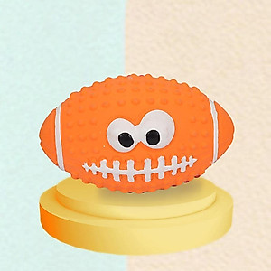 IEUDNS Squeaky Dog Toys Cartoon Dog Balls with Squeaker Rubber Latex for Small and Medium Breed, Orange Rugby